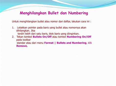 PPT Pada Bab Ini Anda Akan Mempelajari Cara Bullet Numbering Mengatur Posisi Bullet Atau