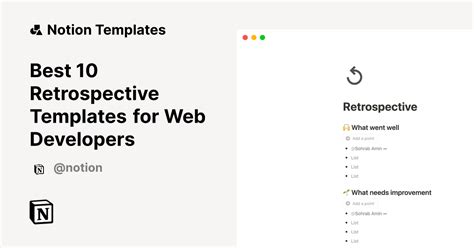 Best 10 Retrospective Templates For Web Developers Notion Template Marketplace