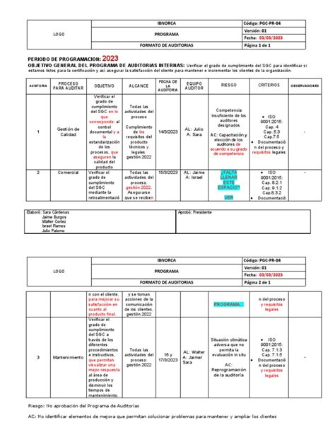 Programa De Auditoria 3 Pdf Auditoría Business Programa De Auditoria 3 Pdf Auditoría Business