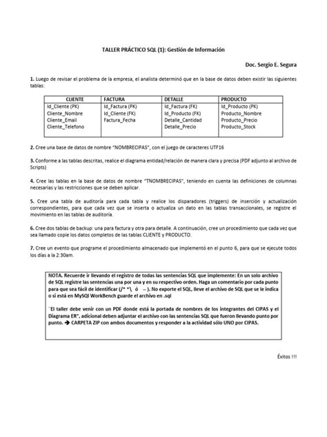 Taller 1 Sql Práctico Ddl Pdf