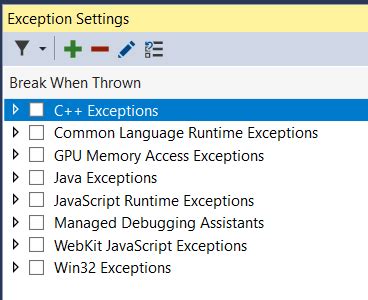 Visual Studio Exception Settings Ignored C Stack Overflow