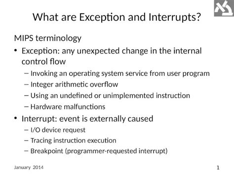 pptx what are exception and interrupts mips terminology exception