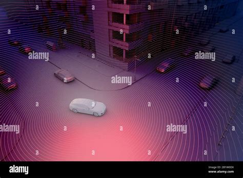 Autonomous Driving Concept Illustration 3d Rendering Showing Lidar