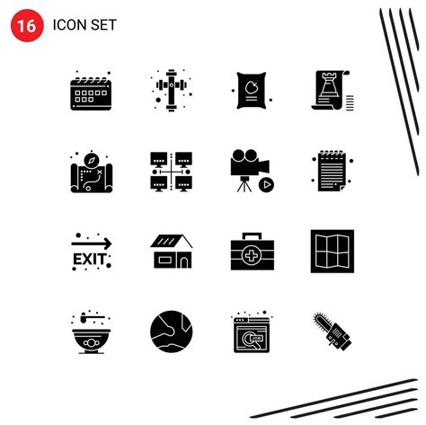 User Interface Pack Of 16 Basic Solid Glyphs Of Location Fort Food Planning Castle Editable