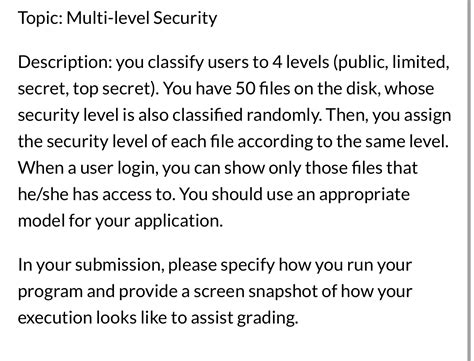 Solved Topic Multi Level Security Description You Classify Users