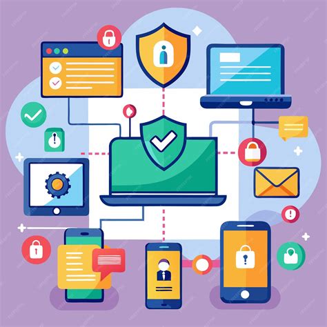 Online User Security Various Devices Secure Connection Flat Vector Illustration Premium Ai