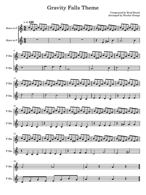 Gravity Falls Theme For French Horn Duet Pdf
