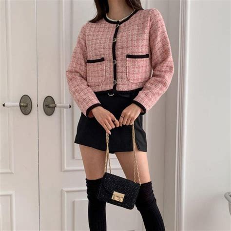 여자 분홍색 트위드 가을 상견례 하객룩 크롭 숏자켓p347719381 믿고 사는 즐거움 Ssgcom