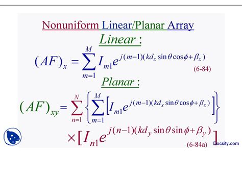 Nonuniform Linear Planar Array Arrays In Antenna Theory Lecture Slides