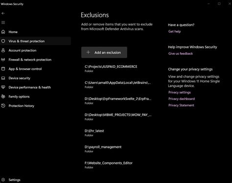 Windows Defender Add Exclusion Folder Programmatically Stack Overflow