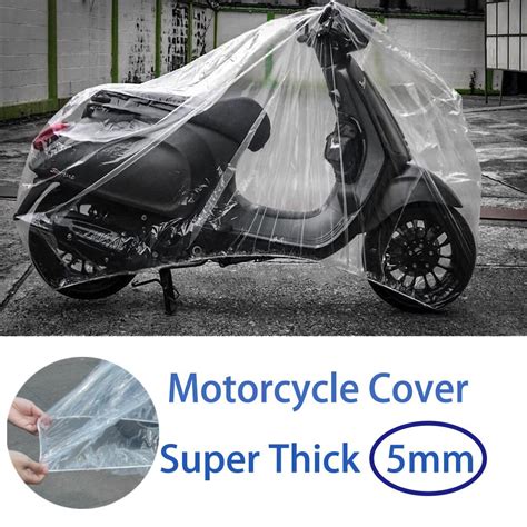 ผ้าคลุมรถมอเตอร์ไซค์ พลาสติกคลุมรถมอเตอร์ไซค์ ใส เหนียว หนา50ไมครอน ยางยืดรอบคัน มียางรัดไม่ปลิว