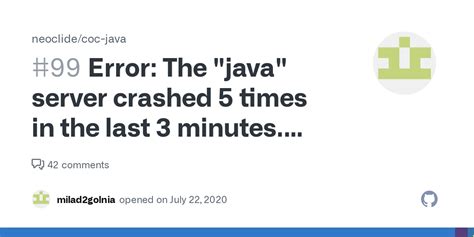 Error The Java Server Crashed Times In The Last Minutes The Server Will Not Be Restarted