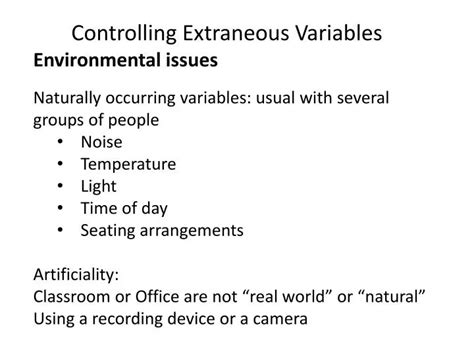 Ppt Controlling Extraneous Variables Powerpoint Presentation Free Download Id 1981836