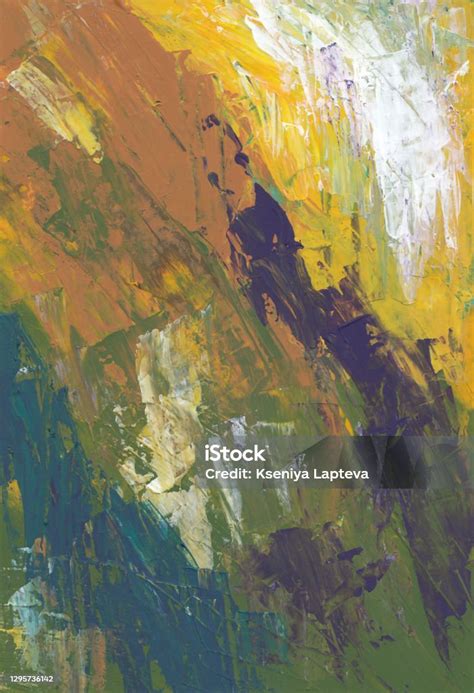그런지 추상적 인 예술적 배경 거친 다채로운 질감의 배경 녹색 갈색 노란색 및 흰색 팔레트 나이프 그림 0명에 대한 스톡 사진 및 기타 이미지 Istock