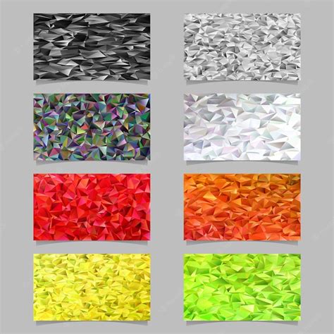 Free Vector Polygonal Irregular Triangle Tile Mosaic Card Background Set Modern Vector