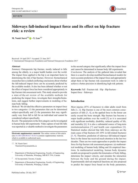 Pdf Sideways Fall Induced Impact Force And Its Effect On Hip Fracture