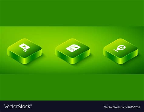 set isometric document with graph chart map vector image