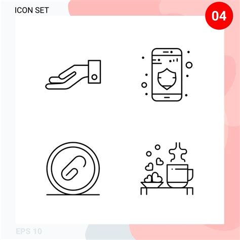 Vector Pack Of 4 Icons In Line Style Creative Outline Pack Isolated On