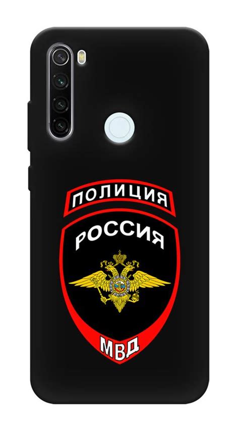 Матовый силиконовый чехол на Xiaomi Redmi Note T Сяоми Редми Нот T Полиция шеврон черный