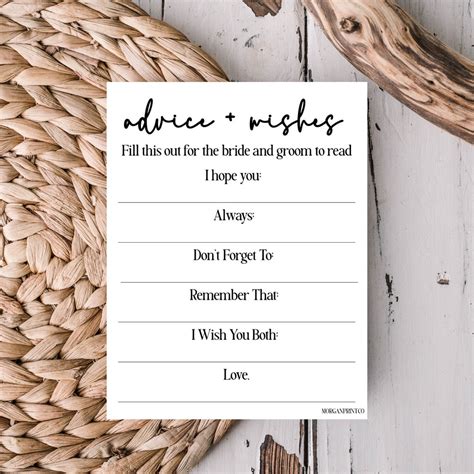 Bridal Shower Advice And Wishes Card Game Printable Instant Download Etsy