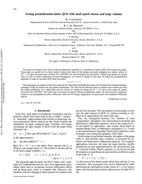 Pdf Testing Pseudofermion Lattice Qcd With Small Quark Masses And Large Volumes