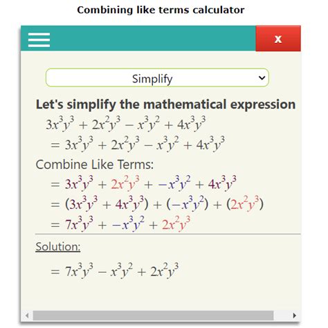 Combining Like Terms Calculator Step By Step