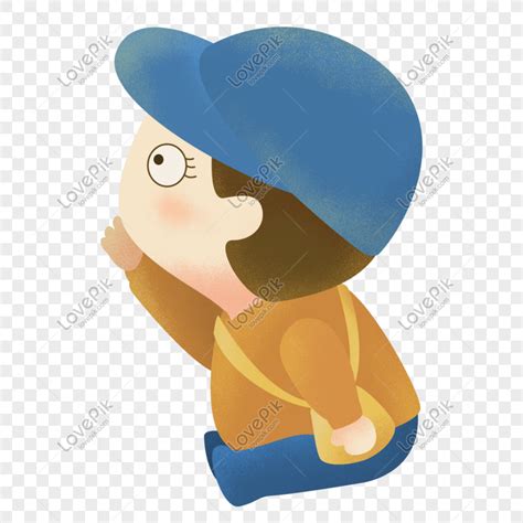 파란색 모자를 쓰고있는 어린 소년 Png 일러스트 무료 다운로드 Lovepik