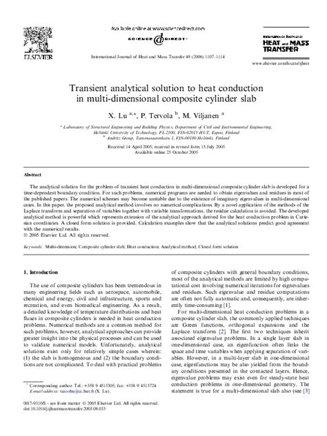Pdf Transient Analytical Solution To Heat Conduction In Multi