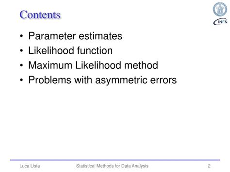 Ppt Statistical Methods For Data Analysis Parameter Estimate Powerpoint Presentation Id539275