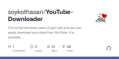 GitHub Soykothasan YouTube Downloader This Script Will Allow Users Of Your Site And You Can