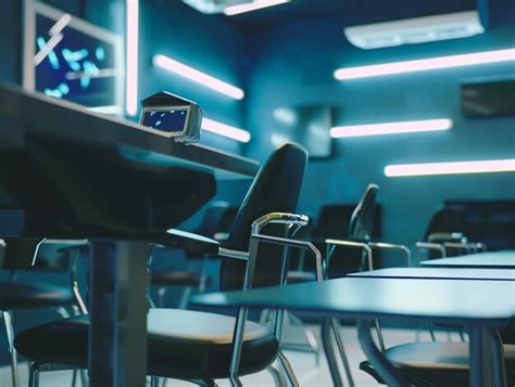 Illustration Of A Futuristic Computer Class Room School Premium Ai