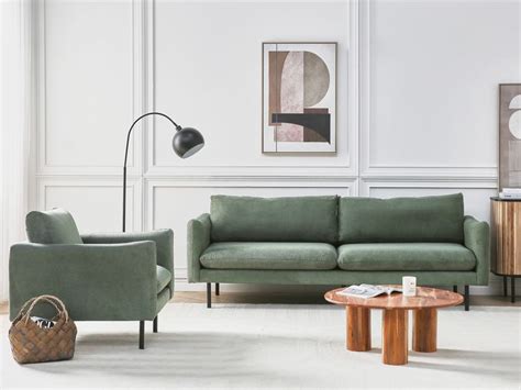 Conjunto De Sofás 4 Lugares Em Tecido Verde Claro Vinterbro Beliani Pt