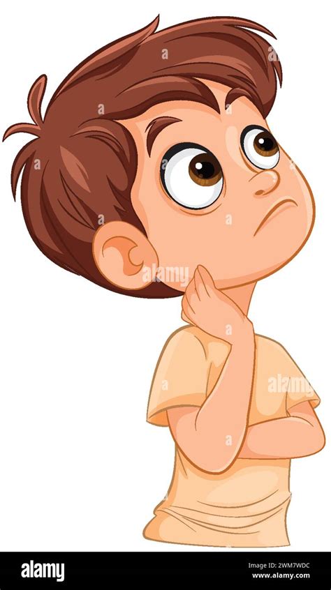 Thinking Cartoon Boy