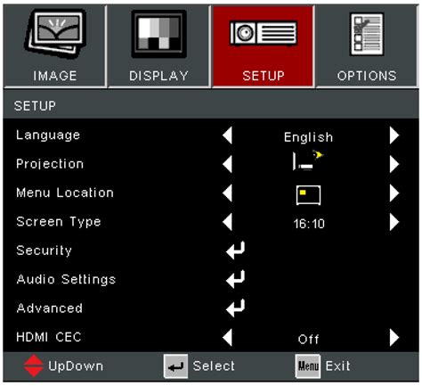 Ps502w On Screen Display Menu Options Viewsonic Projector