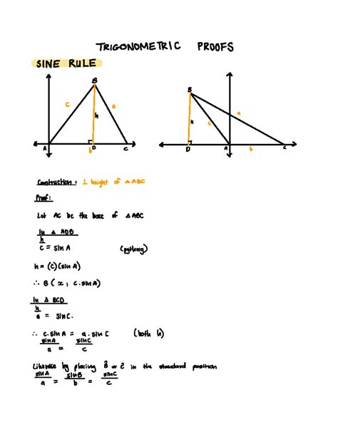 Trigonometric Proofs S Sine Rule N A B B C A H H E 2 T A Id C D D D A