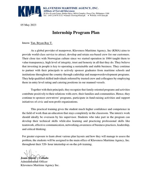 Ojt Internship Plan 1 Pdf