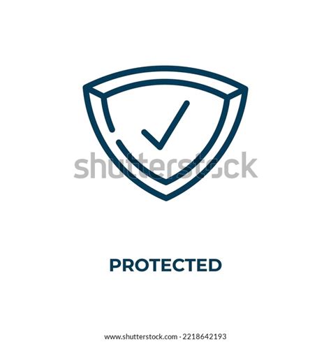 Protected Icon Linear Vector Illustration Outline Stock Vector Royalty Free 2218642193
