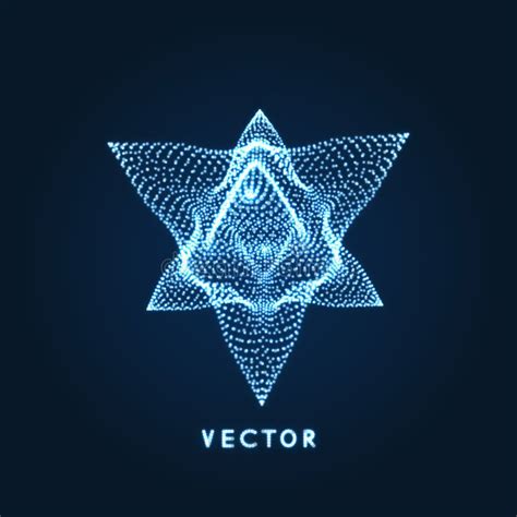 Crystal Object With Dots Molecular Grid 3d Technology Style With