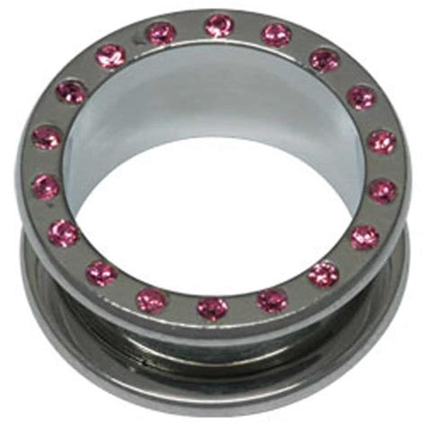 Steel Jewelled Flesh Tunnel Pink 68a06uk Body Jewellery Shop