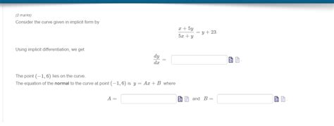 Solved Marks Consider The Curve Given In Implicit Form Chegg