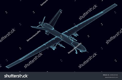 Blue Lines Unmanned Aerial Vehicle Wireframe Stock Vector Royalty Free 2190147141 Shutterstock