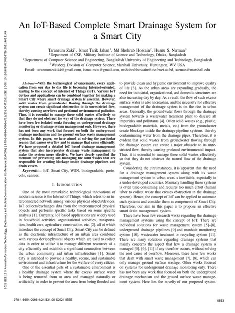 An Iot Based Complete Smart Drainage System For A Smart City Pdf Internet Of Things Drainage