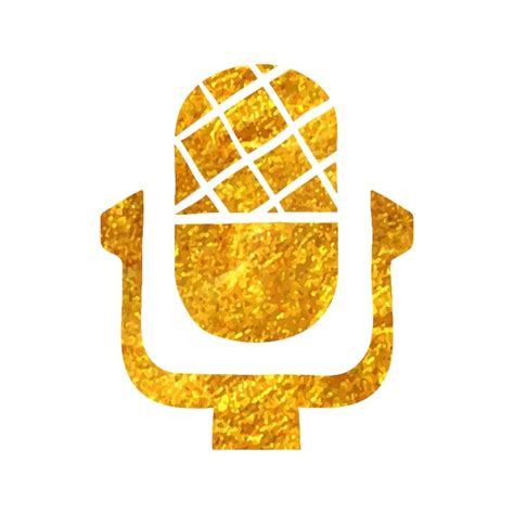 Premium Vector Hand Drawn Microphone Icon In Gold Foil Texture Vector