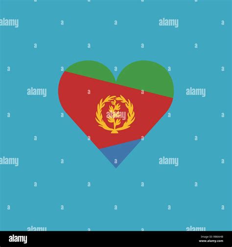 Eritrea Flag Icon In A Heart Shape In Flat Design Independence Day Or National Day Holiday