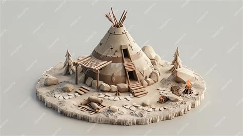 Lowpoly 3d Model Of A Native American Teepee With A Campfire And Trees