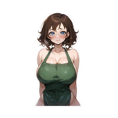 Hot Anime Girl With Big Tits In An Appron Sticker Hentai Girl Big