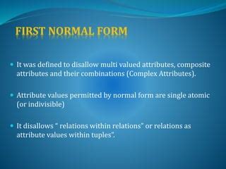 DBMS FIRST NORMAL FORM PPTX