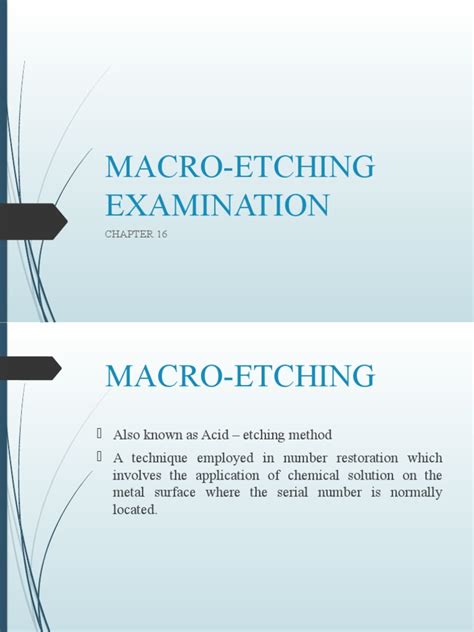 Chapter 16 Macro Etching Examination Pdf Etching Metals