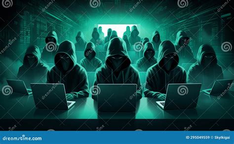 Big Army Of Hackers Who Are Working With Laptops To Perform Various Activities Related To