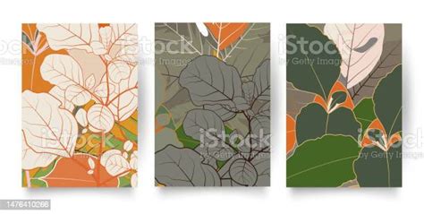 트로픽 패턴 세트 정글 식물 잎과 함께 간단한 최소한의 평면 스타일의 열대 배경 컬렉션 잎에 대한 스톡 벡터 아트 및 기타